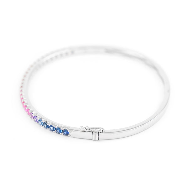 18ct White Gold Rainbow Sapphire Bangle - Kings Hill Jewellery & Watches