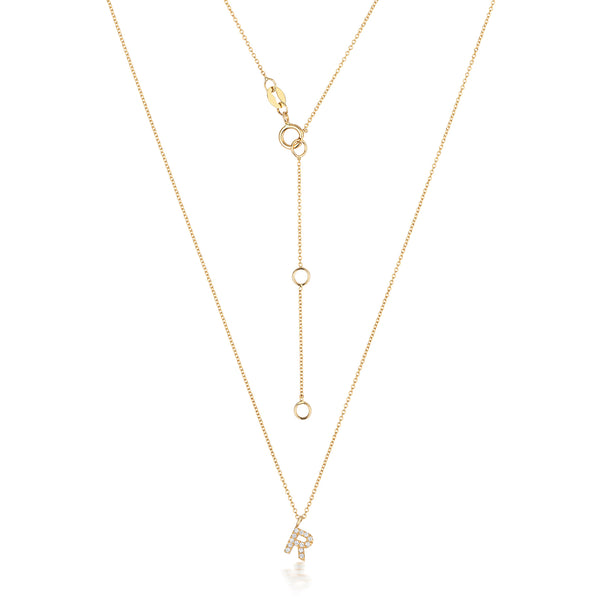 18ct Yellow Gold Initial "R" Diamond Pendant - Kings Hill Jewellery ...